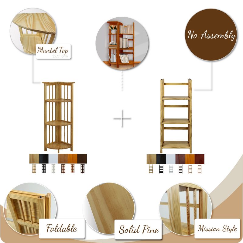 4-Shelf Corner Folding Bookcase - Casual Home