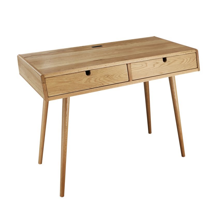 Freedom Desk with USB Ports, Solid American Oak - Casual Home