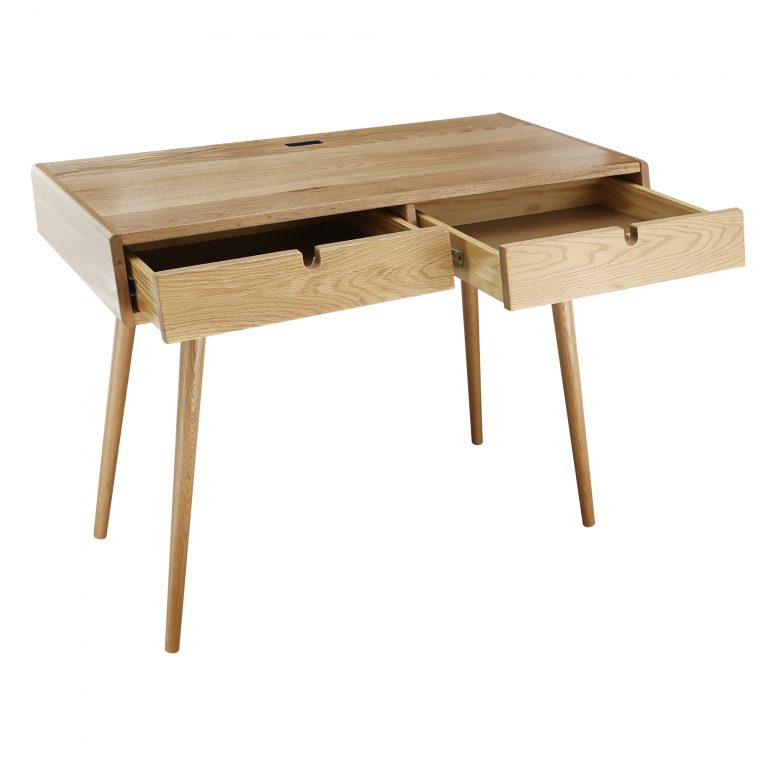 Freedom Desk with USB Ports, Solid American Oak - Casual Home