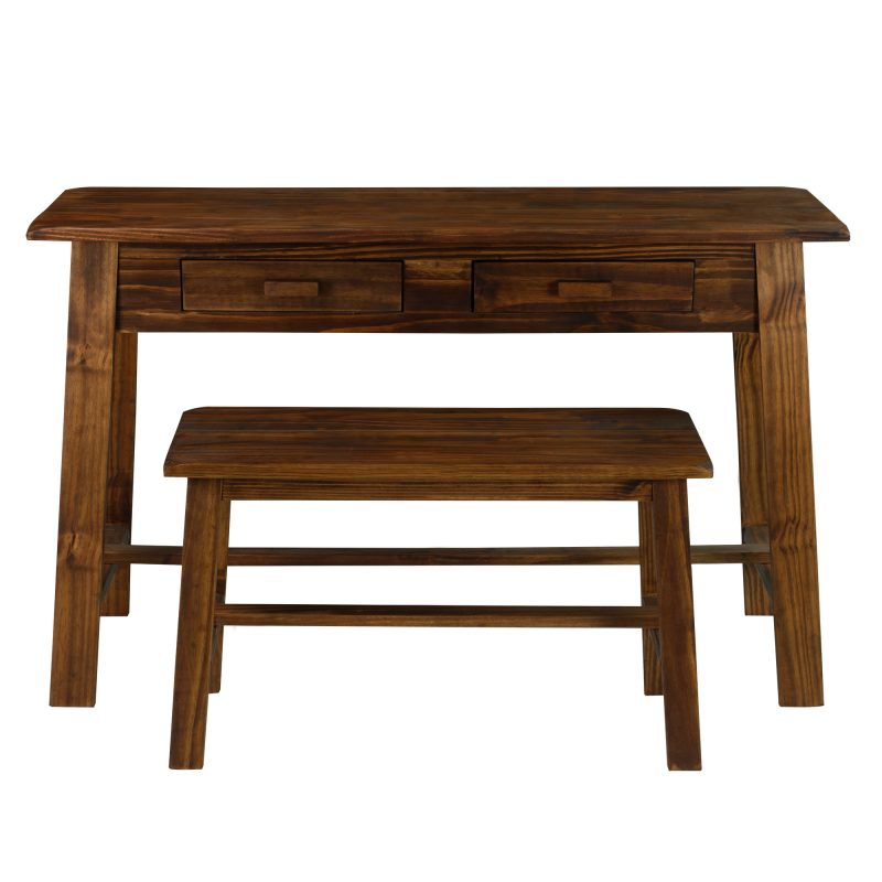 Nostalgia Rustic Desk with Bench – Mocha - Casual Home