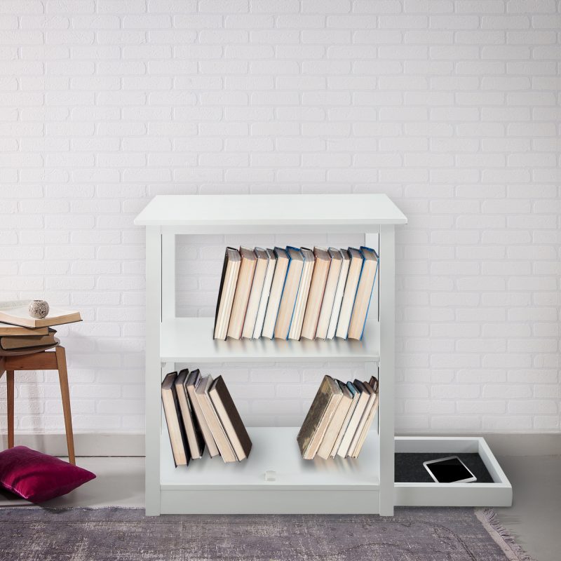 Adams 3-Shelf Bookcase with Concealed Sliding Track, Concealment ...